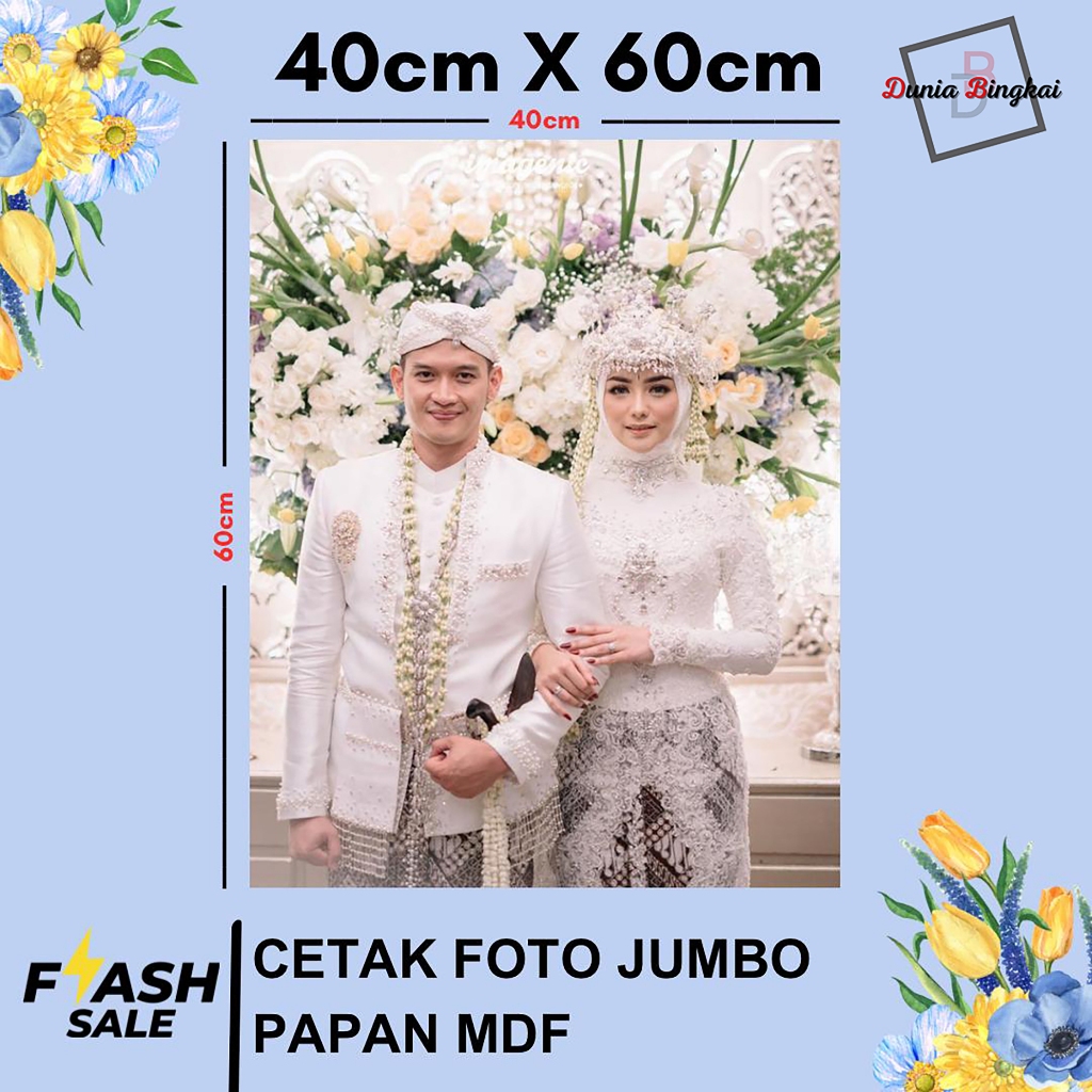 Jual CETAK FOTO JUMBO MDF 40x60 CM/wedding sign/cetak foto keluarga ...