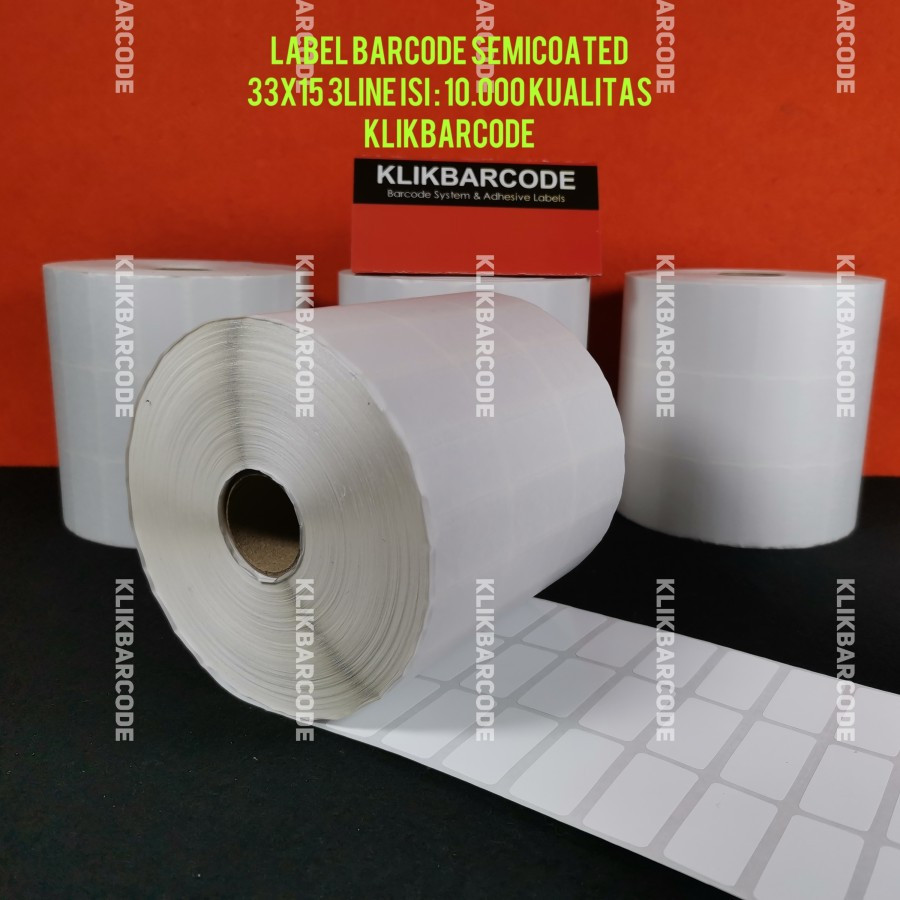 Jual STICKER BARCODE LABEL SEMICOATED 33 x 15MM 3 LINE GAP -CORE 1" ISI ...
