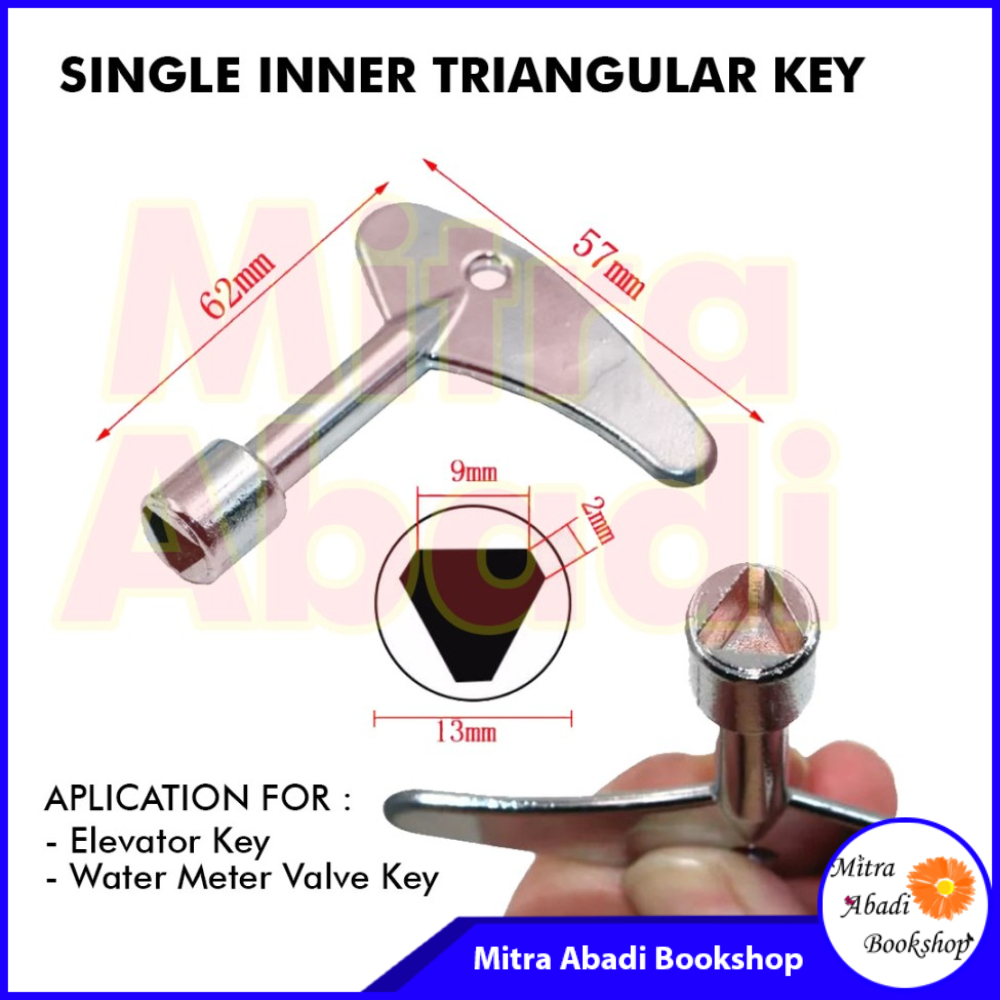 Jual Single Inner Triangular Key / Kunci Elevator Water Meter Valve ...