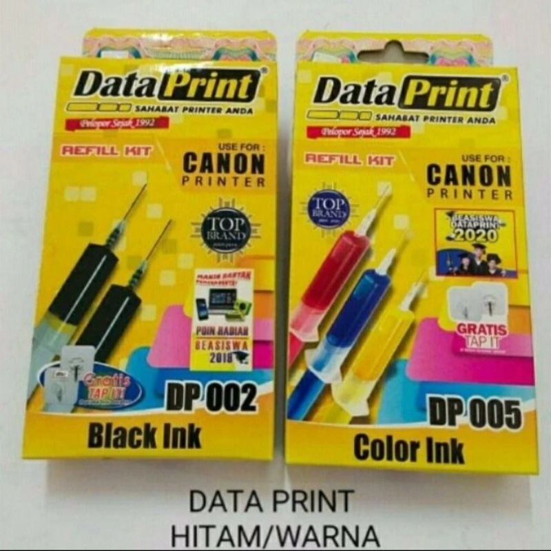 Jual TINTA SUNTIK DATAPRINT CANON BLACK COLOUR refill kit hitam warna ...