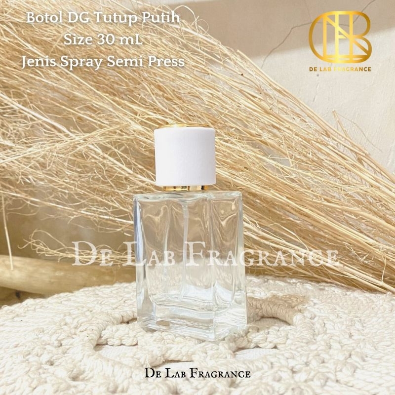 Jual botol parfum DG 30 ml semi press tutup putih/botol parfum kotak 30 ...