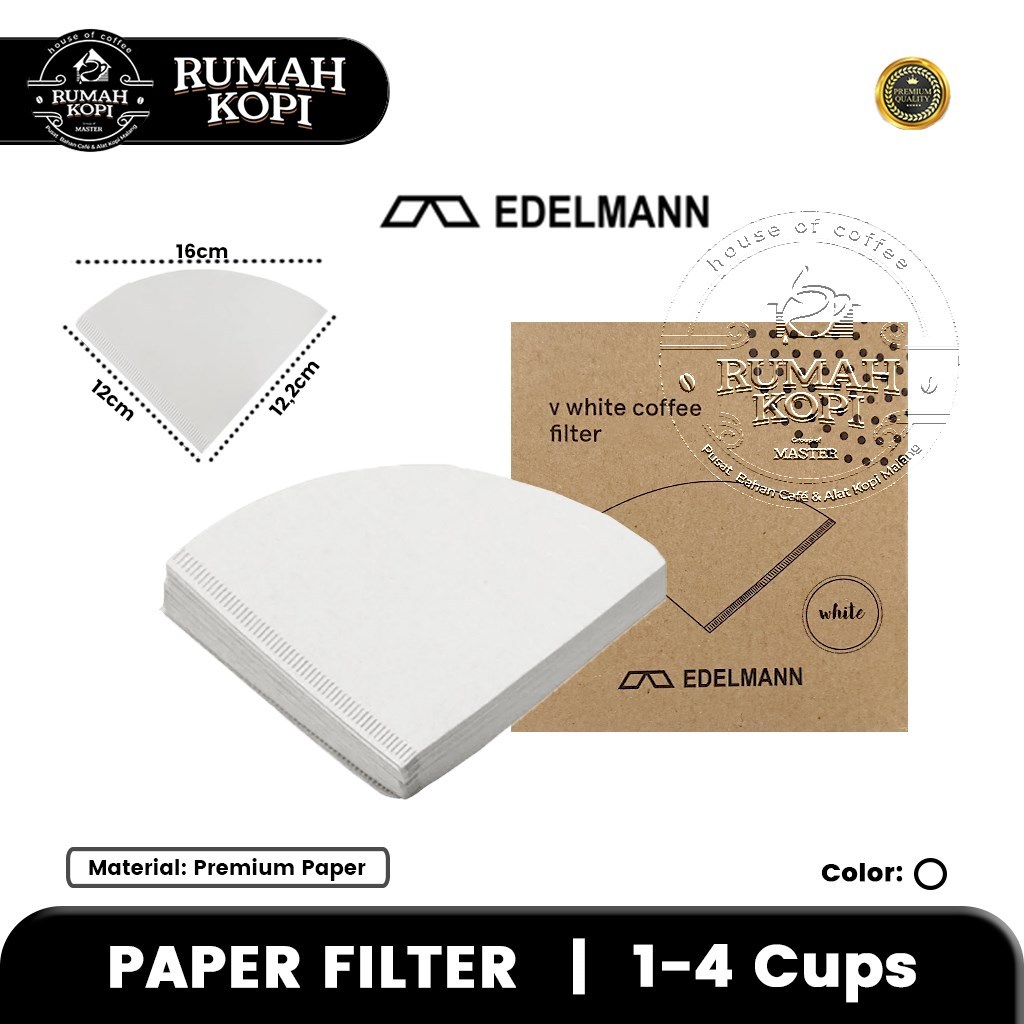 Jual Paper Filter V60 1-4 Cup Kertas Saring Kopi VCF EDELMANN Coffee ...