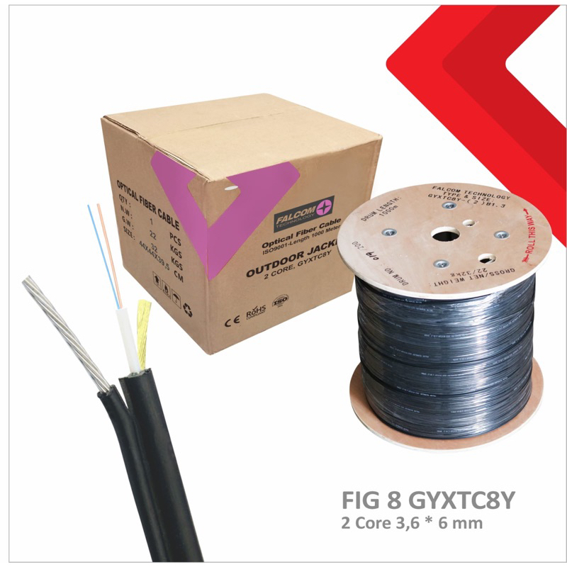Jual Kabel Fiber Optik FO 2 core Fig 8 GYXTC8Y 1000M Falcom | Shopee ...