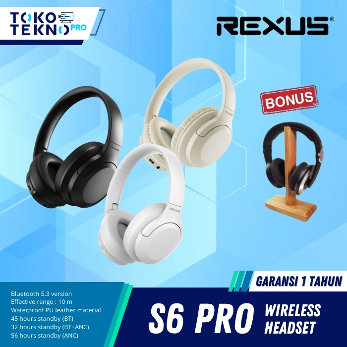 Jual Rexus S6 Pro Wireless Bluetooth Headset With ANC Noise ...