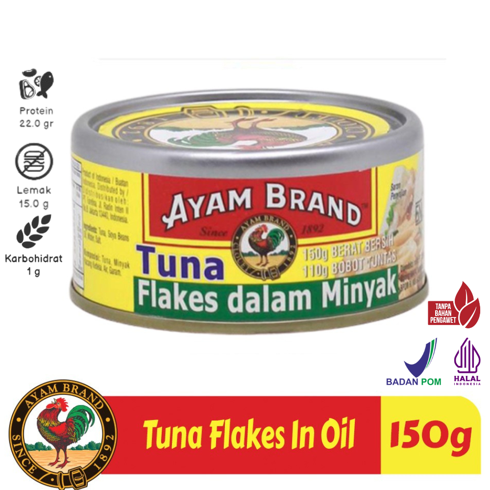 Jual Ayam Brand Ikan Tuna Kaleng Flake in Oil 150 g | Shopee Indonesia
