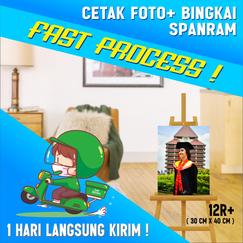 Jual CETAK FOTO + BINGKAI SPANRAM 1HARI JADI 12R ( 30cm X 40cm ...
