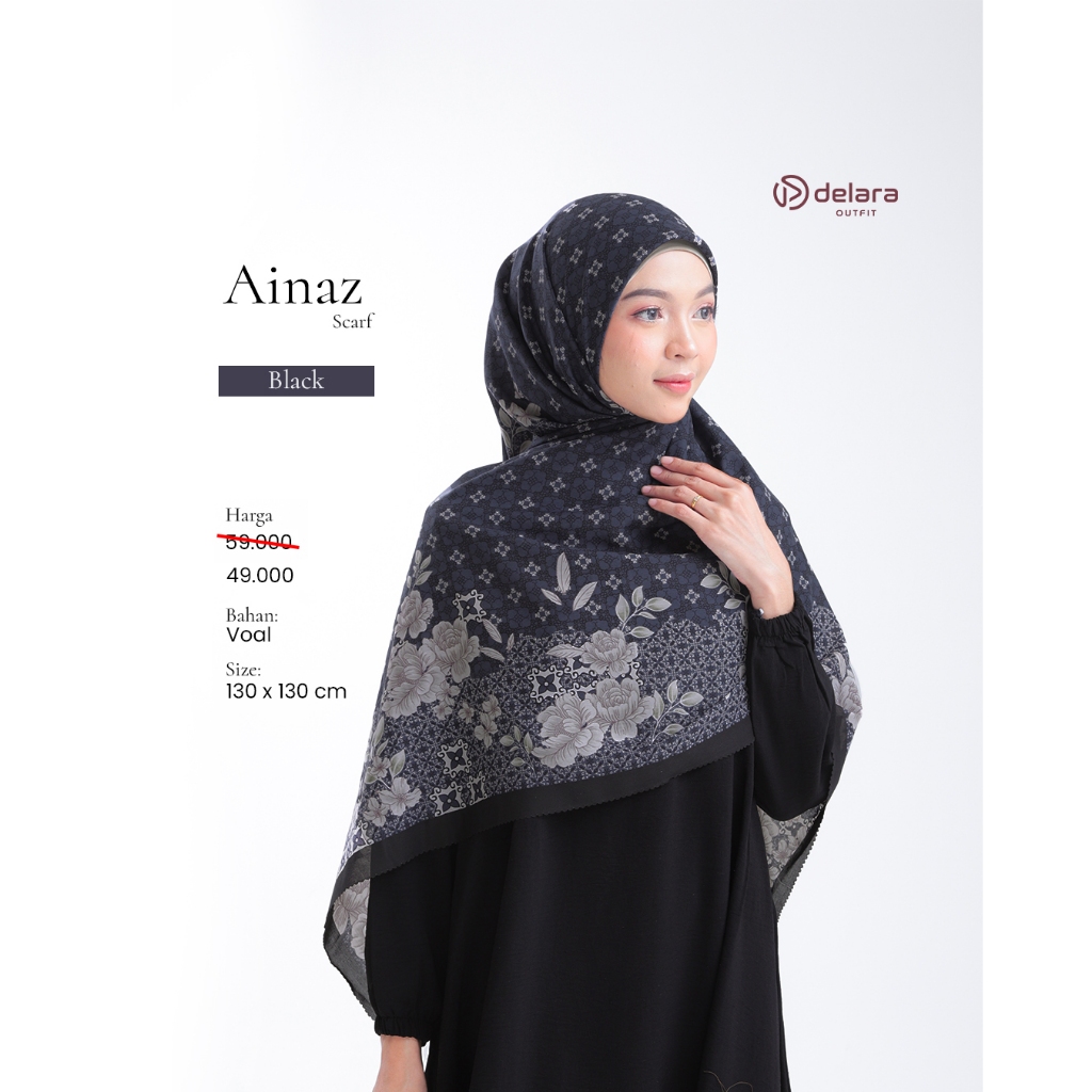 Jual Delara Outfit - Scarf Motif Ainaz Hijab Segi Empat Hijab Motif ...
