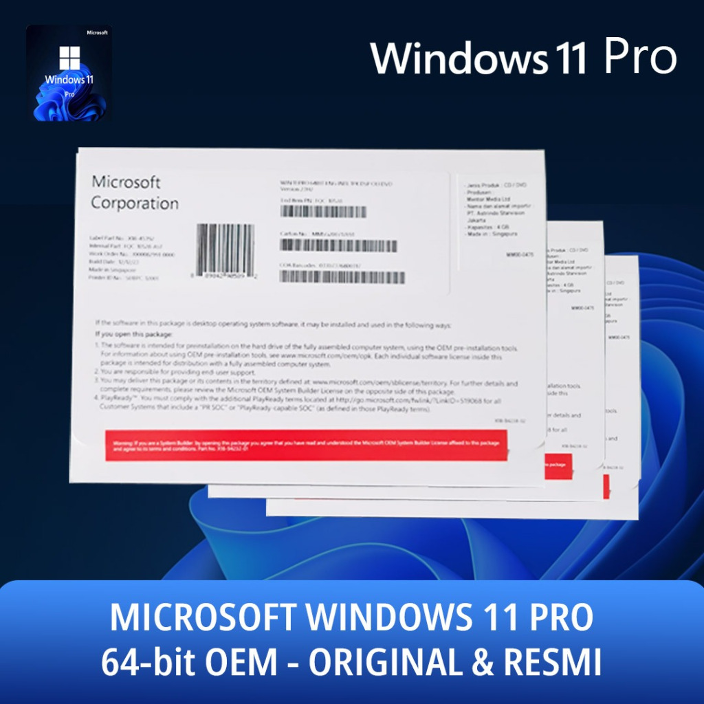 Jual MICROSOFT WINDOWS 11 PRO 64-bit OEM - ORIGINAL & RESMI | Shopee ...