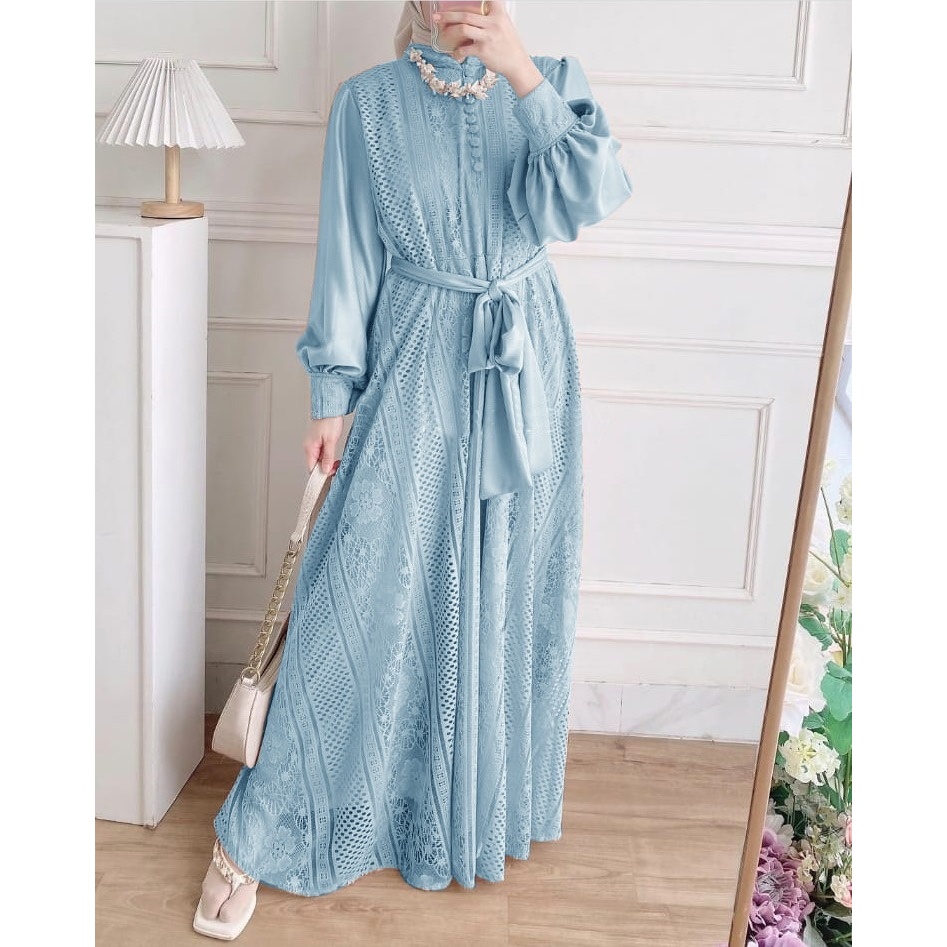 Jual Maxi Dewata Gamis Size L Bahan brukat malika import lapis furing ld98cm pjg 135cm kancing ...