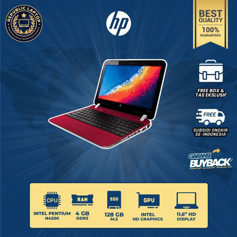 Jual LAPTOP HP PROBOOK X360/INTEL PENTIUM N4200/RAM 4GB/SSD 128GB/BERGARANSI | Shopee Indonesia