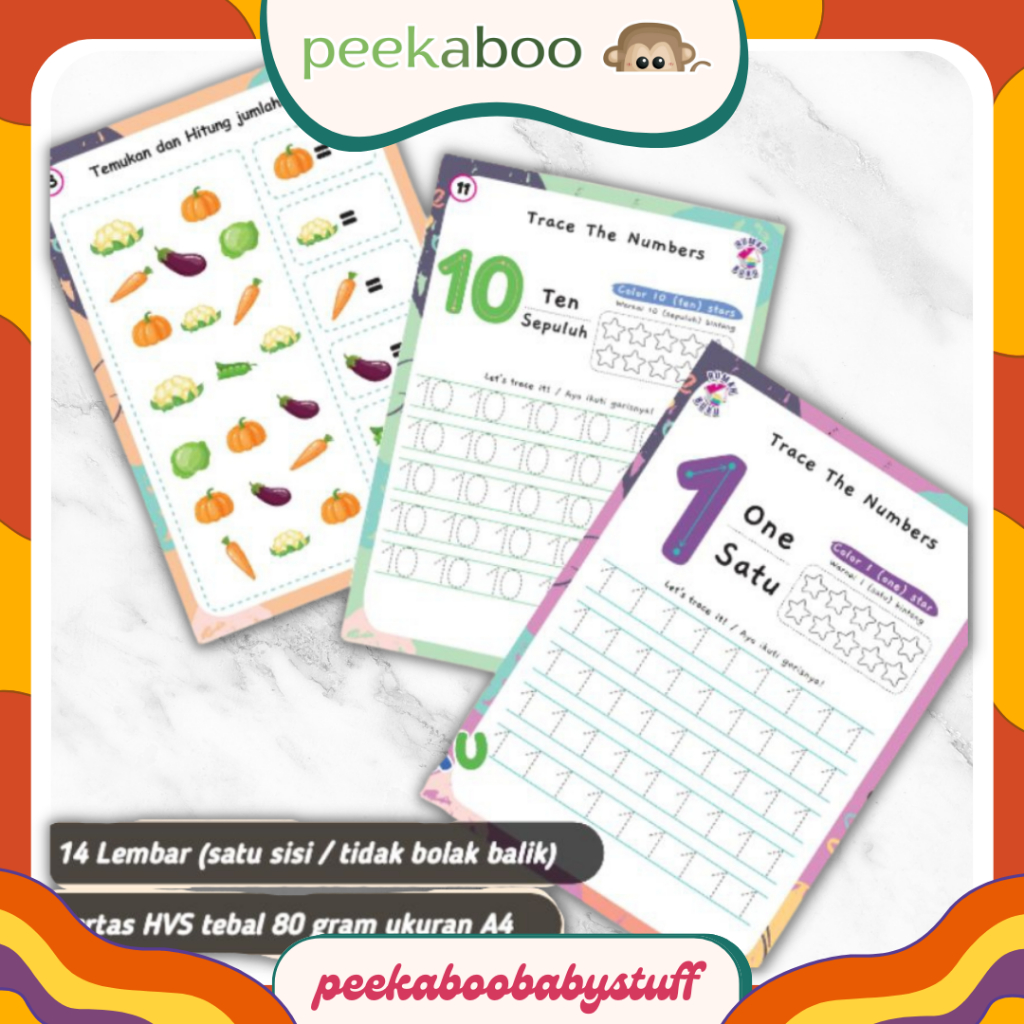 Jual LEMBAR AKTIVITAS TRACING ANAK PAUD TK - TEMA ANGKA | UKURAN BESAR ...