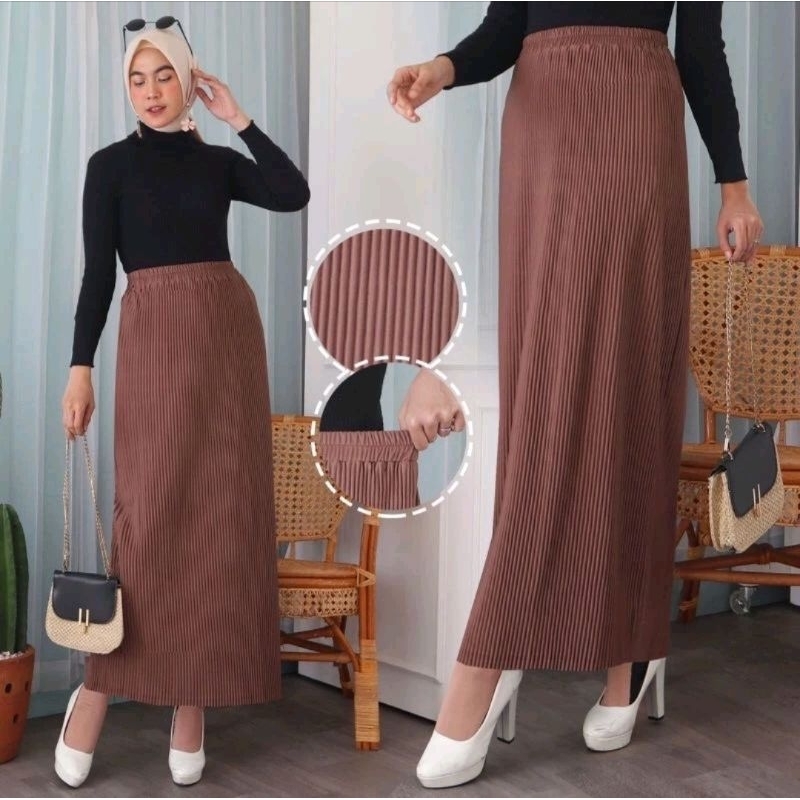 Jual Mikofashion_ Rok Span Plisket Lidi / Span Lidi Plisket Wanita Hyget Premium fit to XXL ...