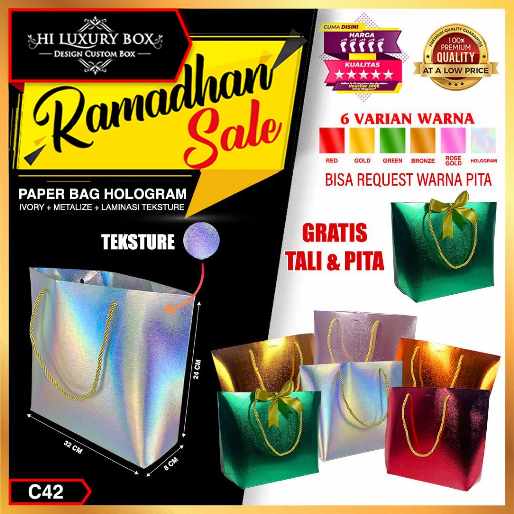Jual Paper Bag Souvenir Metalize Hologram/Tas Kado Hadiah Pernikahan ...