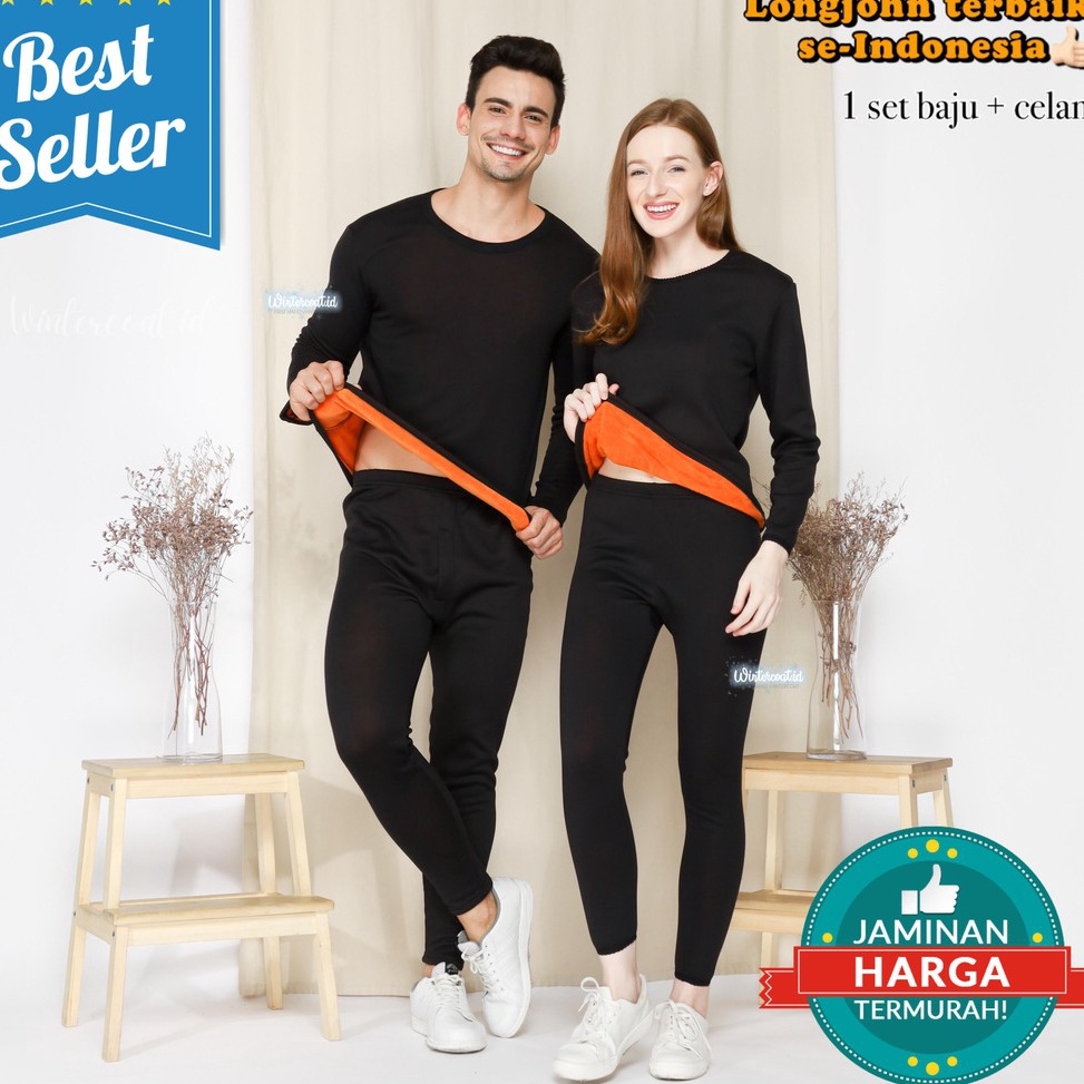 Jual Murah Banget Premium 1 set Longjohn Winter Pria Wanita thermal underwear long john musim ...
