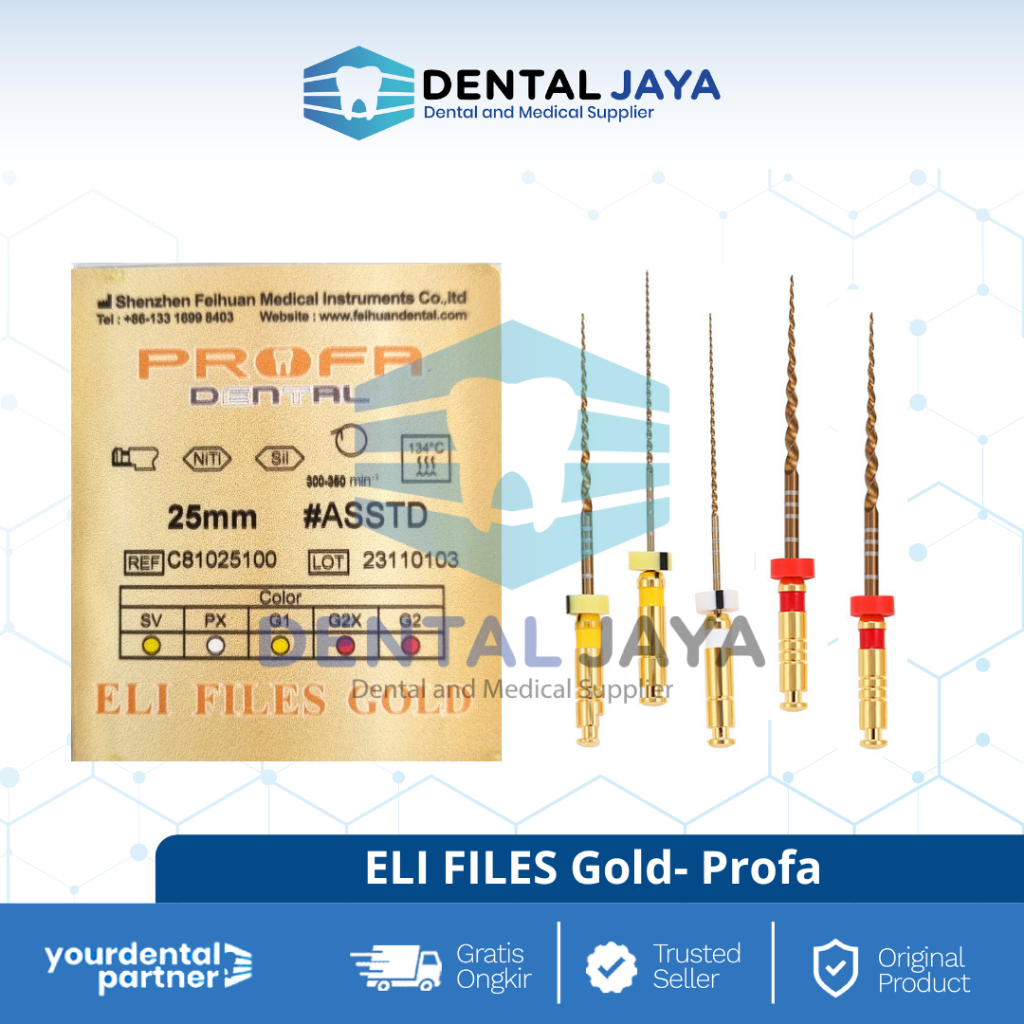 Jual Dental Eli Endo Rotary File Gold Profa Endofile MG3 Perfect lentur flexible file | Shopee ...