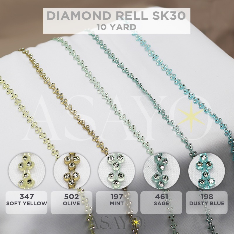 Jual Diamond Rell Roll Kristal Mata 3 Semut SK30 Rhinestone Sage Olive ...