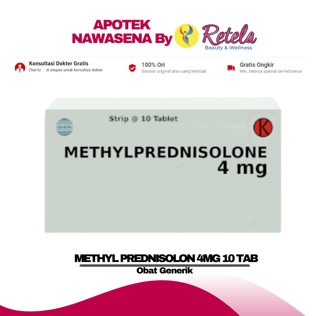 Jual METHYL PREDNISOLON 4MG 1 STRIP ISI 10 TABLET | Shopee Indonesia