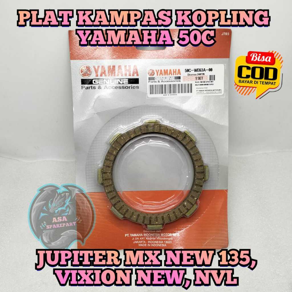 Jual PLAT KAMPAS KOPLING SET ASLI ORIGINAL 50C UNTUK MOTOR JUPITER MX NEW 135, VIXION NEW, NVL ...