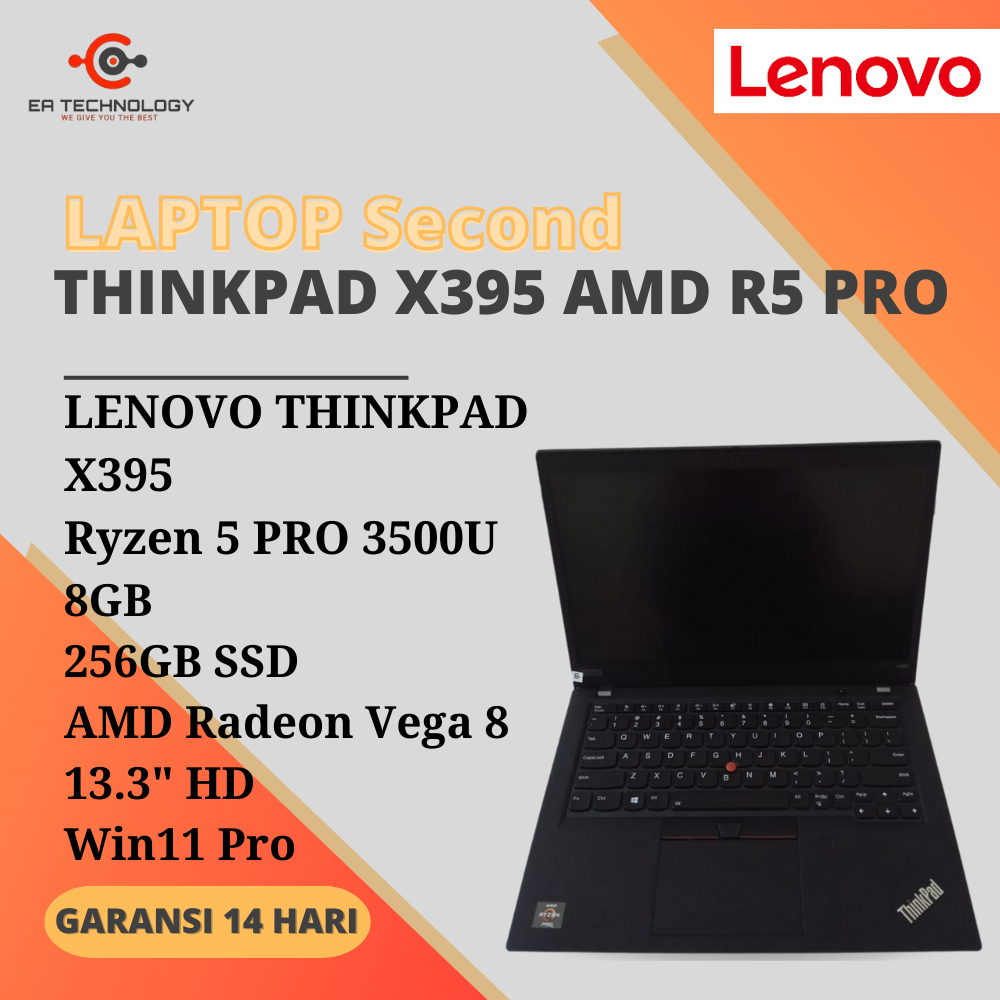 Jual LENOVO THINKPAD X395 AMD R5 PRO-3500U 8GB 256SSD Radeon Vega 8 13. ...