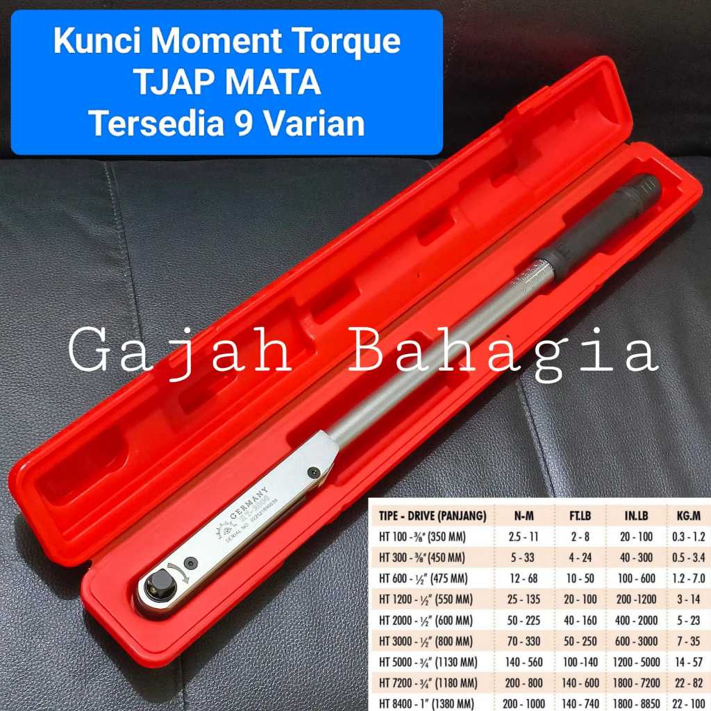 Jual Kunci Momen torsi 3/8" 1/2" 3/4" 1" Tjap Mata Moment Torque Wrench ...
