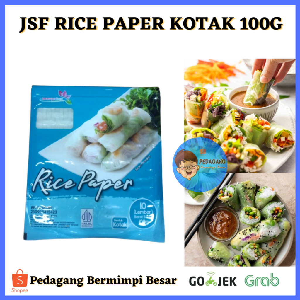 Jual JSF RICE PAPER KOTAK 100G/ Rice Paper Vietnam Kulit Lumpia 100g ...