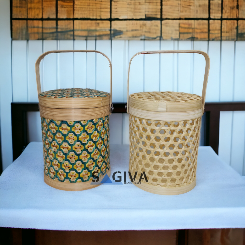 Jual Bambu Rantang Bulat Tinggi Anyaman Variasi | Shopee Indonesia