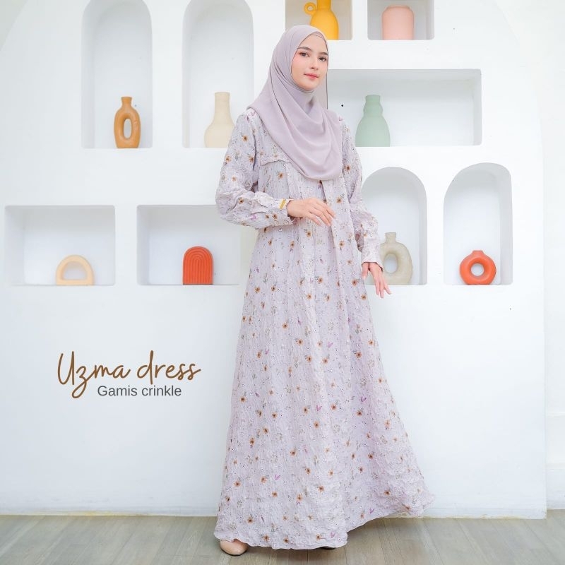 Jual gamis simple crinkle motif zma | Shopee Indonesia