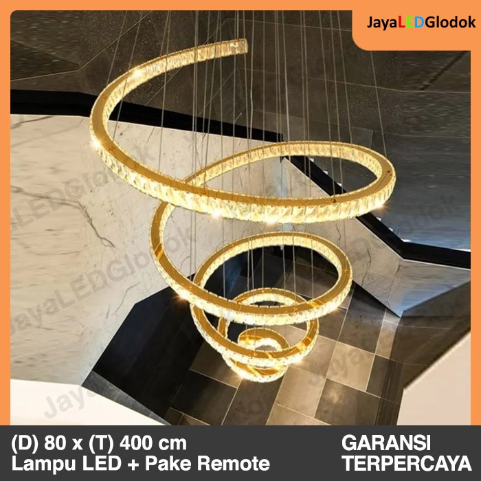 Jual Lampu Gantung Minimalis Void Tangga Ring Spiral Emas 80 cm LED Hias 29 | Shopee Indonesia