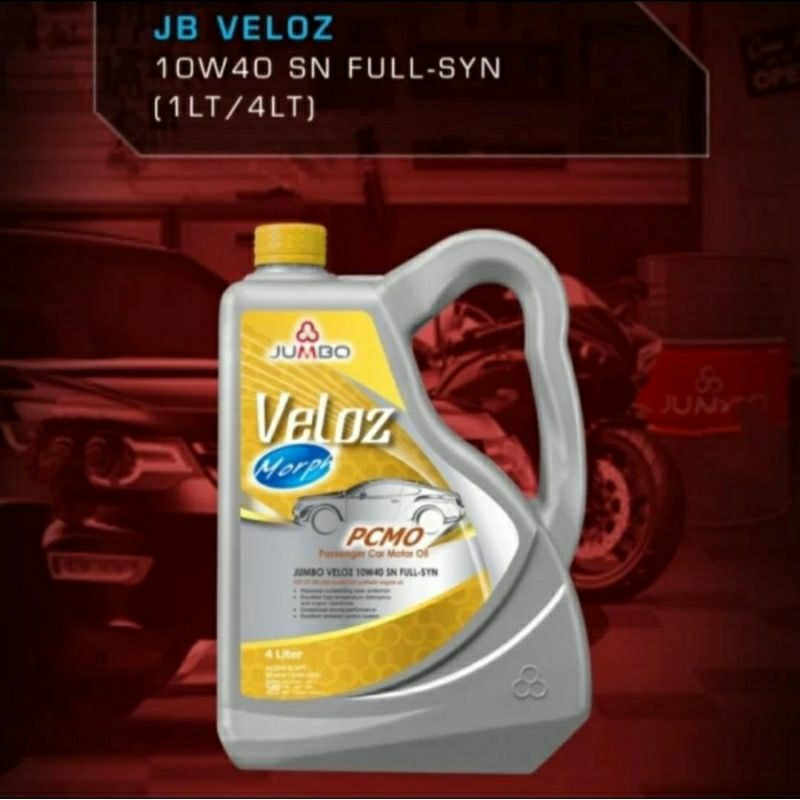 Jual Oli Mesin Jumbo Veloz 10W40/10W 40 Api SN Bensin Full Synthetic 4L ...