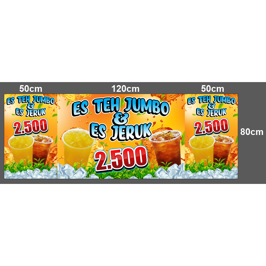 Jual banner booth es teh es jeruk ukuran 220cm x 80cm | Shopee Indonesia
