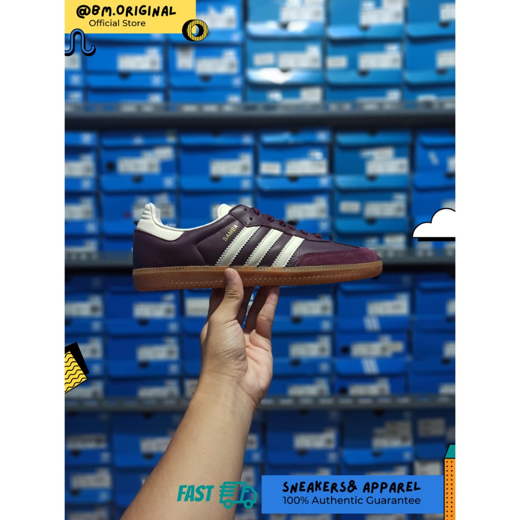 Jual Adidas Samba OG Maroon Cream White Gold Metallic ID0477 | Shopee ...