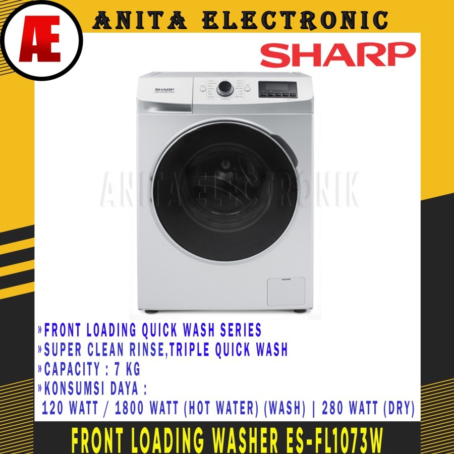 Jual MESIN CUCI SHARP 7 KG FRONT LOADING WASHER ES-FL1073W | Shopee ...