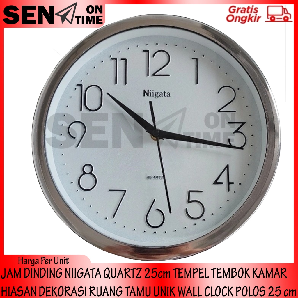 Jual Jam Dinding Niigata Quartz Wall Clock Angka Timbul 25 Cm Polos ...