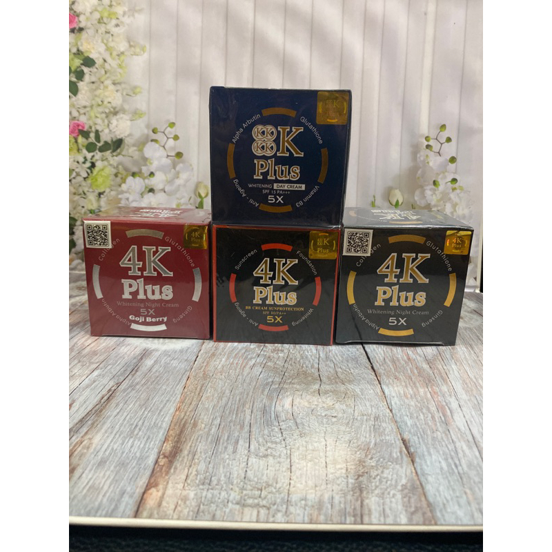 Jual 4k Plus whitening night cream & Whitening Day cream,BB cream spf ...