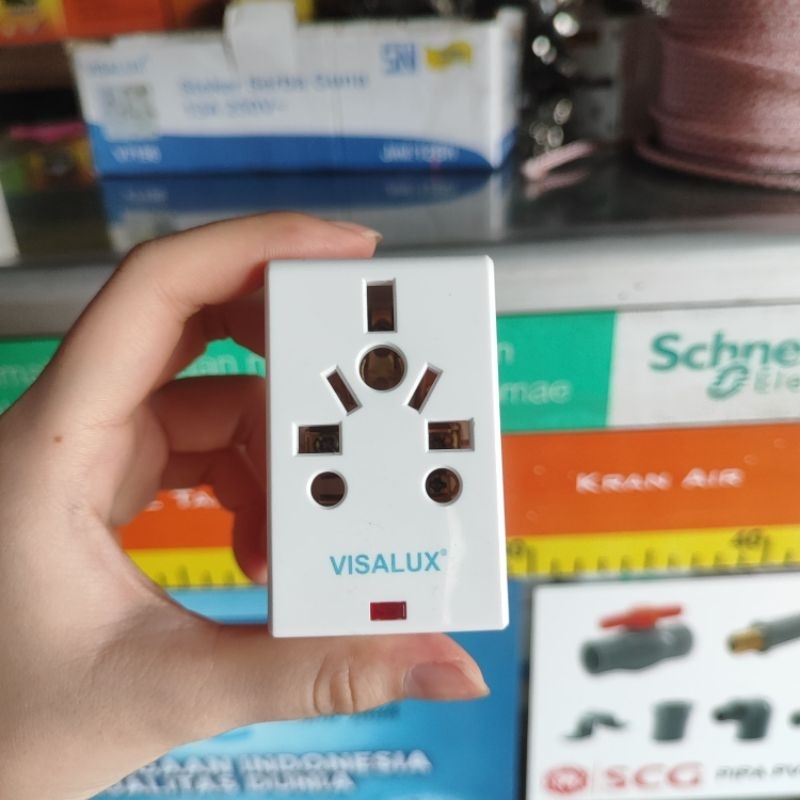 Jual Visalux Colokan Traveling / Adaptor Traveling / Colokan 3 Tusuk (VISALUX ) | Shopee Indonesia