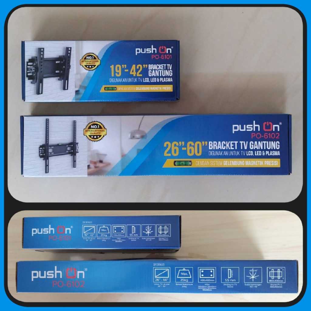 Jual BRAKET TV LAYAR DATAR LCD BRACKET LED PUSH ON 26" - 60" /PLASMA ...