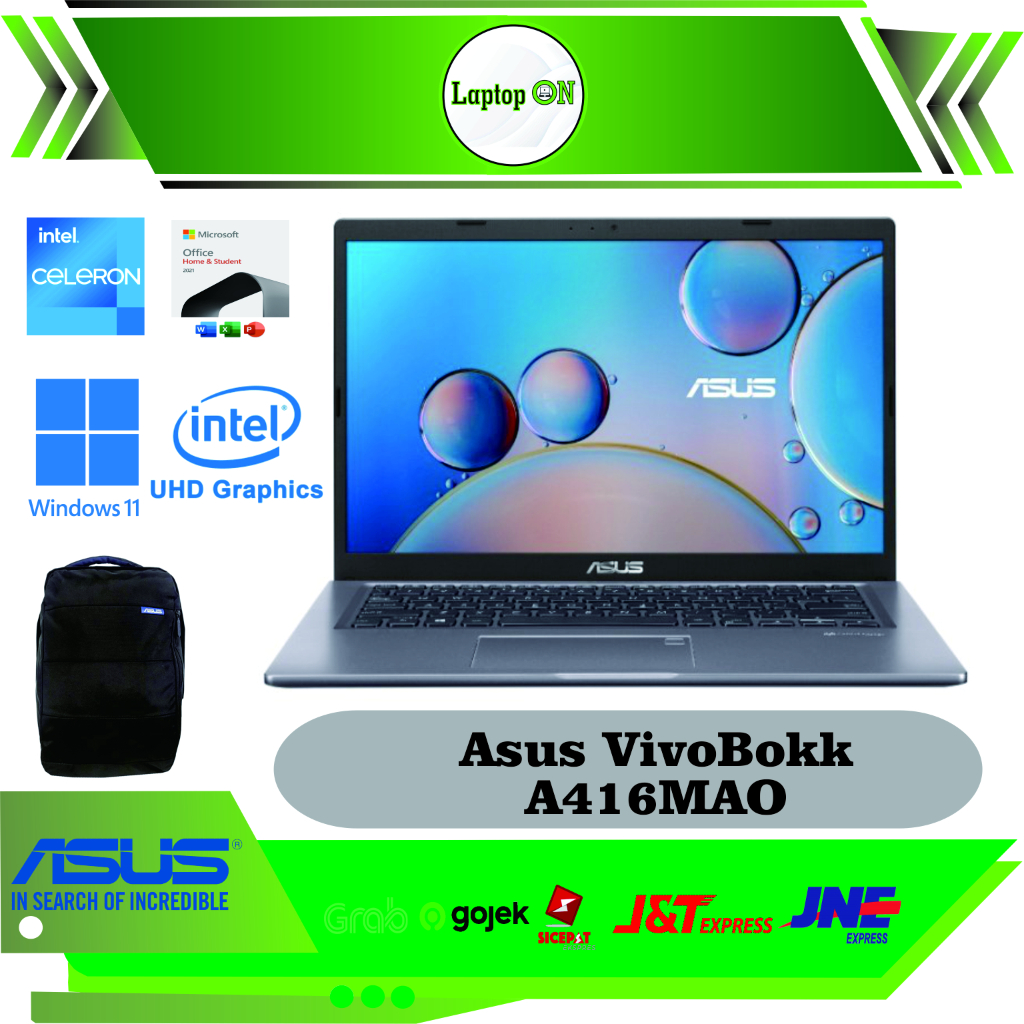 Jual ASUS A416MAO Intel N4020 RAM 4GB SSD 256GB W11 OHS 2021 ORI Slate ...