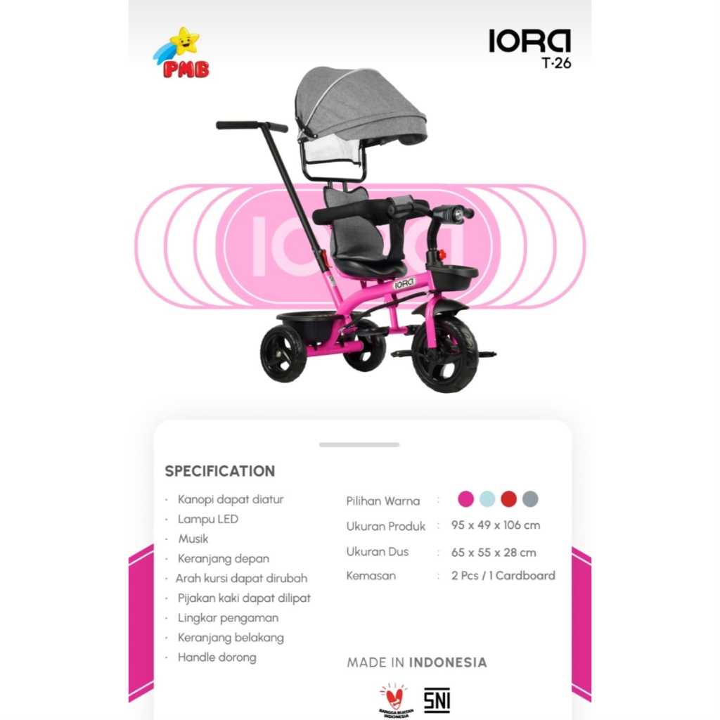 Jual Sepeda Roda Tiga PMB IORA T26 Tricycle T 26 T26 PMB T27 Nano PMB ...