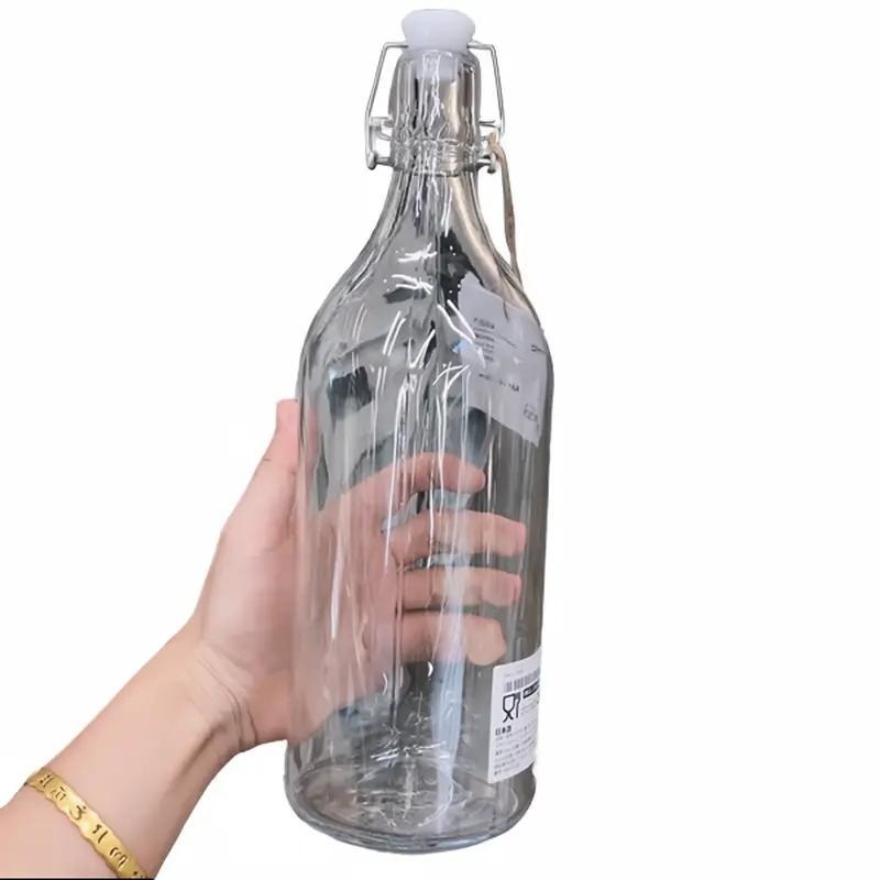 Jual 998 - Botol Kaca Bening Dengan Penutup 1 Liter - Botol Beling Jus ...