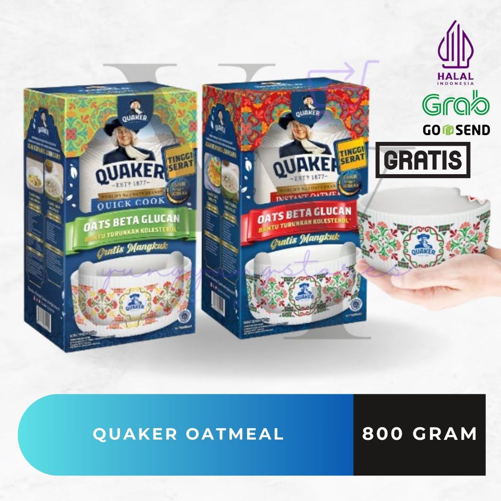 Jual [FREE MANGKOK] Quaker Oat Instant Oatmeal Merah / Quick Cooking ...