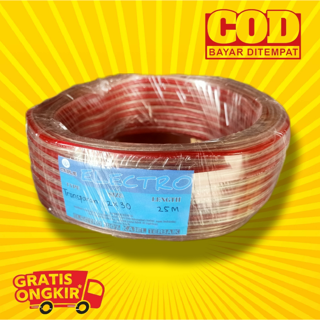 Jual Kabel Transparan Size 2x30 panjang 25meter FULL | Shopee Indonesia