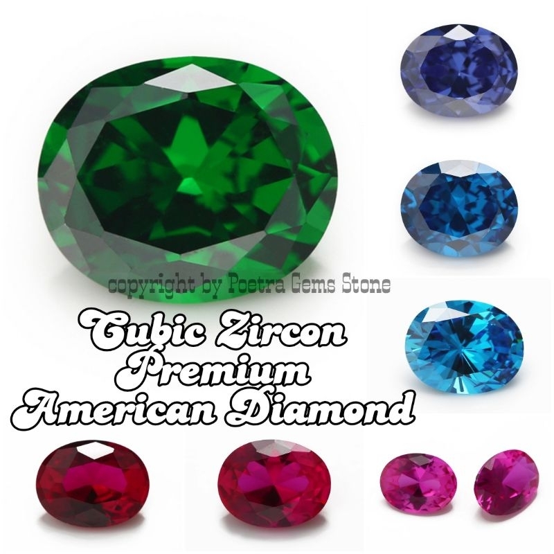 Jual Batu Permata Premium Zirconia American Diamond Cuting Oval Grade A | Shopee Indonesia