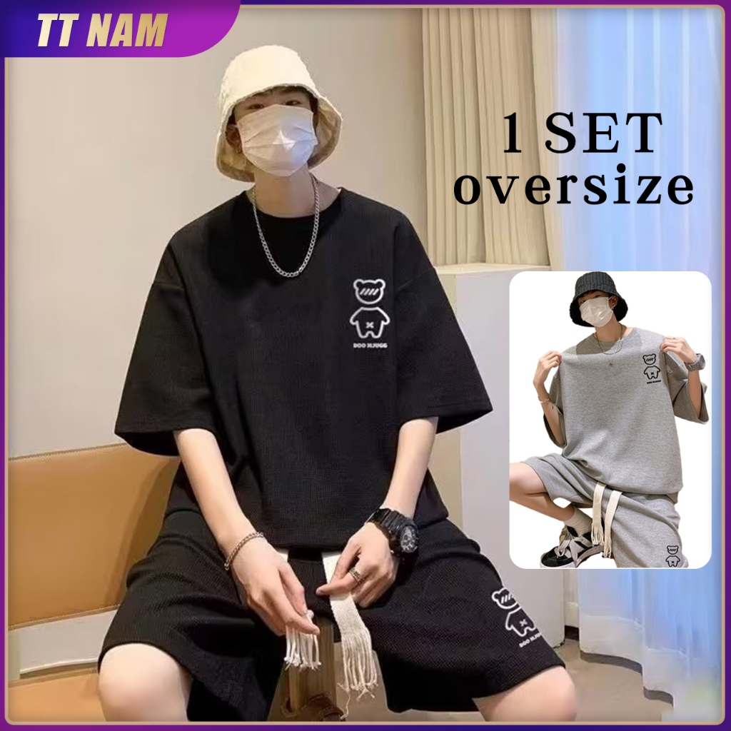 Jual Baju setelan pria korea outfit cowok kekinian one set pria kaos ...