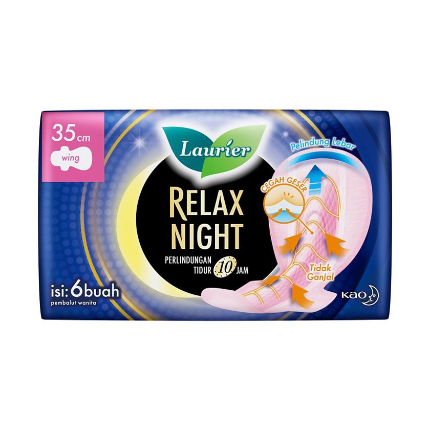Jual LAURIER Pembalut Malam Relax Night 35cm wing isi 6pcs - Pembalut ...