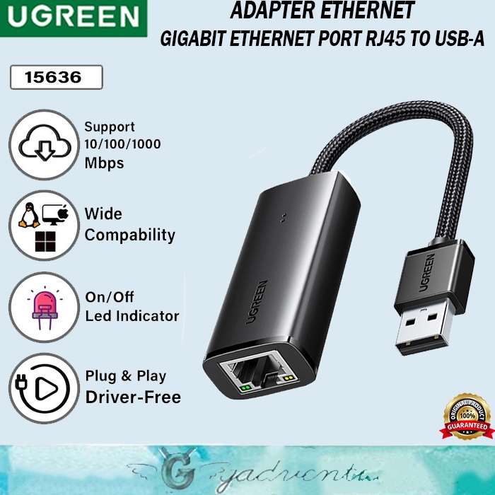 Jual UGREEN USB 3.0 to LAN RJ45 Adapter Ethernet Speed 1000mbps 20265 ...