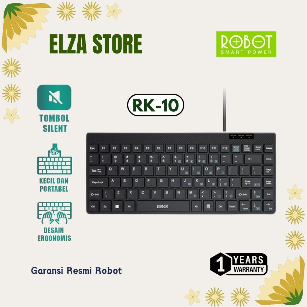 Jual ROBOT RK10 Keyboard Portable Mini Wired Ultra-Thin Tombol Silent ...