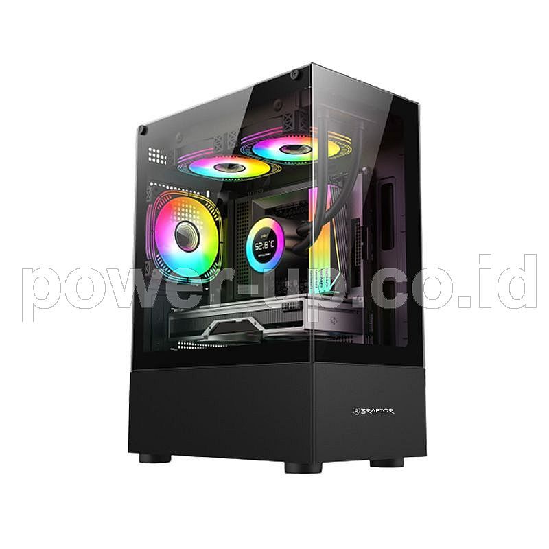 Jual CASING RAPTOR GLASS FLOW X SERIES + Bonus FREE FAN 3 ARGB - Hitam ...