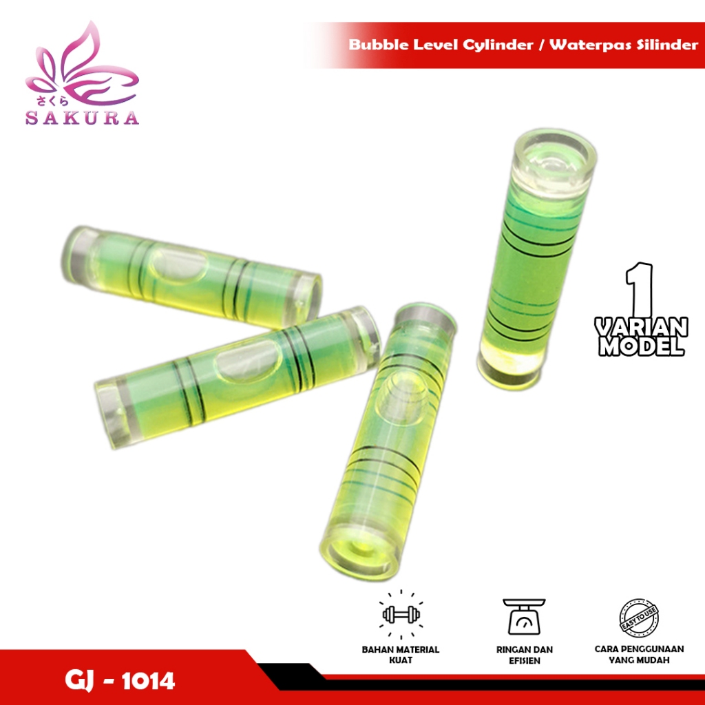 Jual Bubble Level Silinder 9x40 mm spirit Gelembung Bening 4 Garis ...