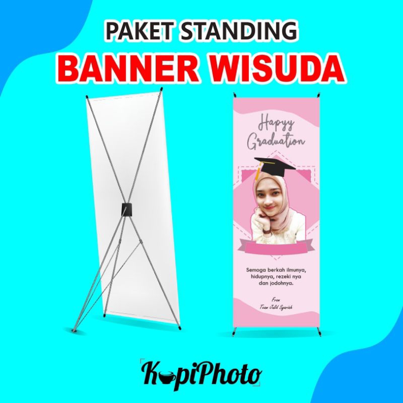 Jual Cetak paket spanduk x banner dan y banner + tiang Wisuda Kekinian ...