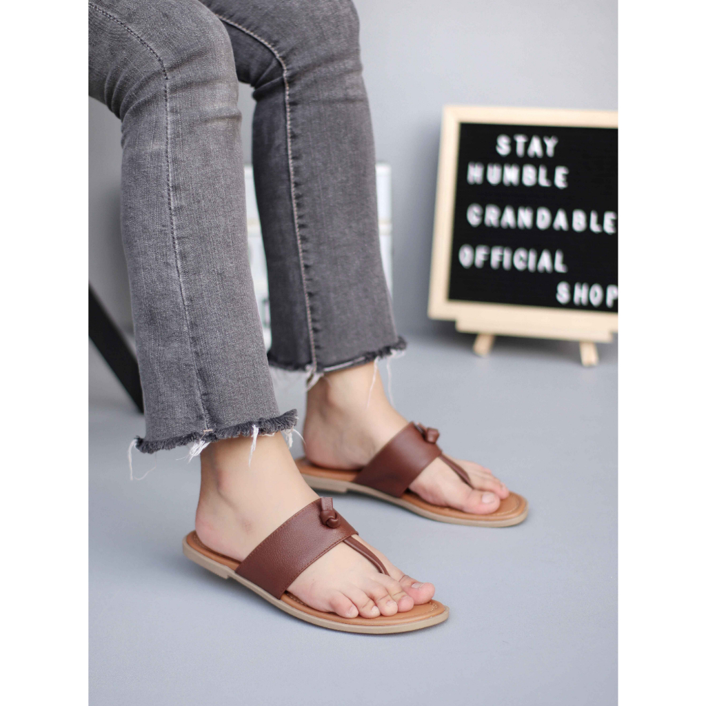 Jual GRANDABLE - Sendal Wanita Jepit Kulit Sandal Teplek Flat Simple ...